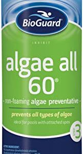 BioGuard Algae All 60 Swimming Pool Algaecide 2 Pack with LeisureQuip ScumBoat Scum Absorber and LeisureQuip Pool Log Book