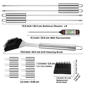 BBQ Grill Accessories, 27PCs BBQ Tools Set, Stainless Steel Grill Tools Set, Grilling Kit for Men Women with Spatula Thermometer Meat Injector Gloves, Barbecue Utensils Gift for Smoker Camping