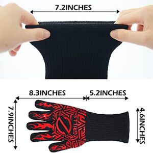 Z GRILLS BBQ Grill Gloves 1472℉ Oven Gloves Heat Resistant Barbecue Silicone Heat Resistant Mitts Smoking Cooking, Universal Size for Barbecue, Baking, Frying, Welding, Cutting