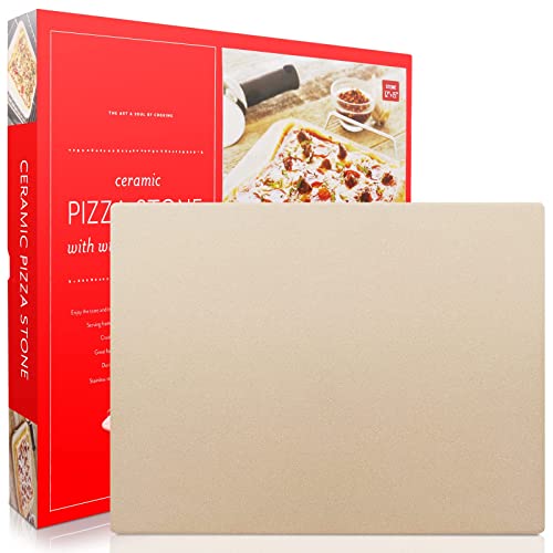 Pizza Stone, Heavy Duty Cordierite Pizza Grilling Stone, Baking Stone, Pizza Pan, Perfect for Oven, BBQ and Grill, Thermal Shock Resistant, Durable and Safe, 15x12 Inch Rectangular