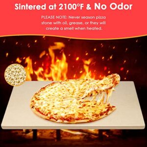 Pizza Stone, Heavy Duty Cordierite Pizza Grilling Stone, Baking Stone, Pizza Pan, Perfect for Oven, BBQ and Grill, Thermal Shock Resistant, Durable and Safe, 15x12 Inch Rectangular