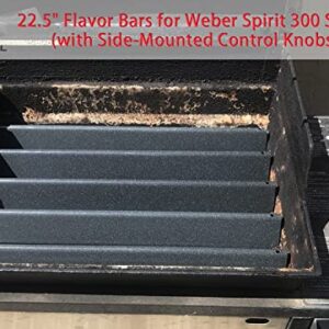 QuliMetal 7536 7537 22.5" Flavor Bars for Weber Spirit 300 Series(Side Control Panel), Spirit 700, Genesis Silver Gold Platinum B/C, Weber 900 Grills, Porcelain Steel Heat Plates for Weber 65903