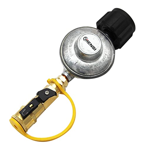 MENSI Propane Gas Grill Regulator with 1/4" Quick Connect Cylinder Tank Adapter Connect 20-50lbs Bottle