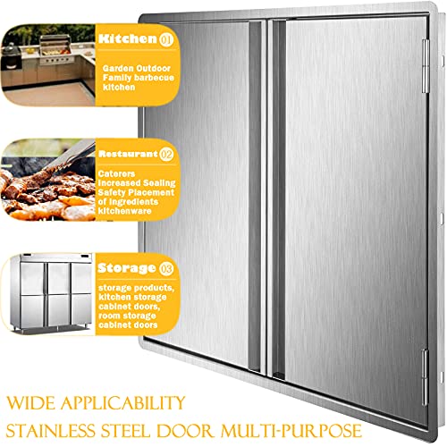 Supllueer BBQ Access Door Outdoor Kitchen 304 Brushed Stainless Steel Doors for Outdoor Kitchen, Outdoor Cabinet, Barbeque Grill or BBQ Island Built in BBQ Doors(31" W x 24" H)