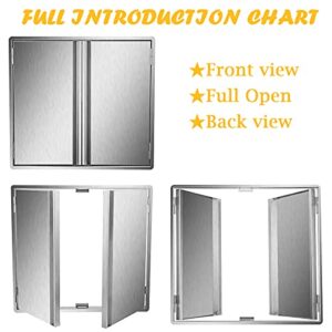 Supllueer BBQ Access Door Outdoor Kitchen 304 Brushed Stainless Steel Doors for Outdoor Kitchen, Outdoor Cabinet, Barbeque Grill or BBQ Island Built in BBQ Doors(31" W x 24" H)