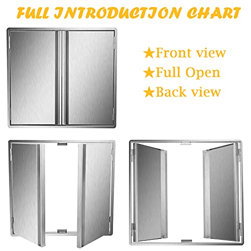 Supllueer BBQ Access Door Outdoor Kitchen 304 Brushed Stainless Steel Doors for Outdoor Kitchen, Outdoor Cabinet, Barbeque Grill or BBQ Island Built in BBQ Doors(31" W x 24" H)