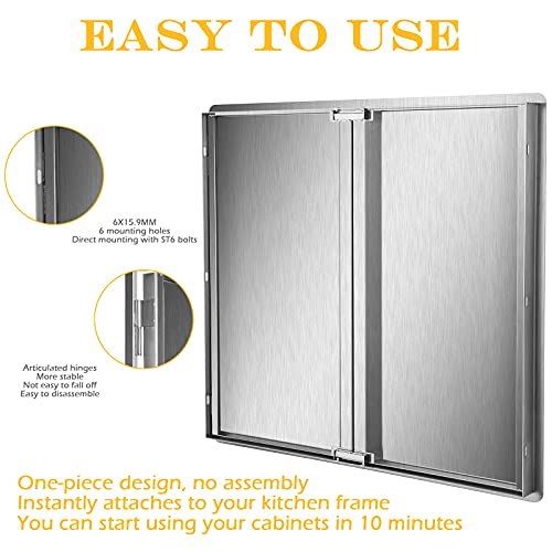 Supllueer BBQ Access Door Outdoor Kitchen 304 Brushed Stainless Steel Doors for Outdoor Kitchen, Outdoor Cabinet, Barbeque Grill or BBQ Island Built in BBQ Doors(31" W x 24" H)