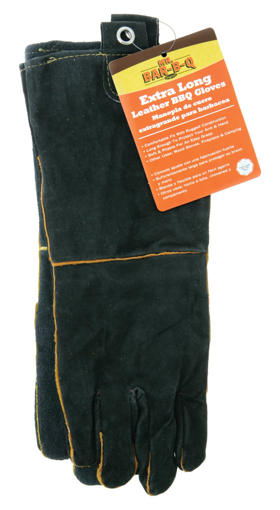 Mr. Bar-B-Q 40113Y Extra Length Leather Gloves | BBQ Grilling Gloves | Great for Cooking | Protects Hands from Heat | Rugged but Comfortable