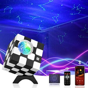 craftersmark galaxy projector for bedroom with twelve constellations star projector,hi-fi bluetooth speaker,remote timer large area aurora night light projector for baby kids adults room decor