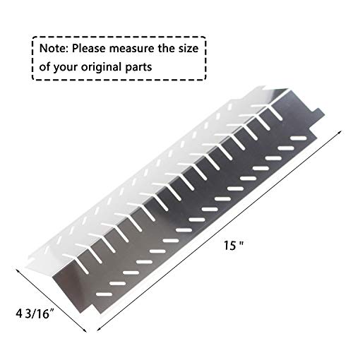 Hisencn Grill Heat Plate Replacement for Charbroil, Thermos, Centro, Costco Kirkland Grills, 3-Pcs 15 inch Stainless Steel Tent Shield Plate Deflector, BBQ Flame Tamer Burner Cover