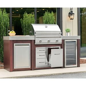 Stanbroil Outdoor Kitchen Stainless Steel Combo Propane Tank Tray with Trash Bag Ring & Triple Drawer, 30-Inch