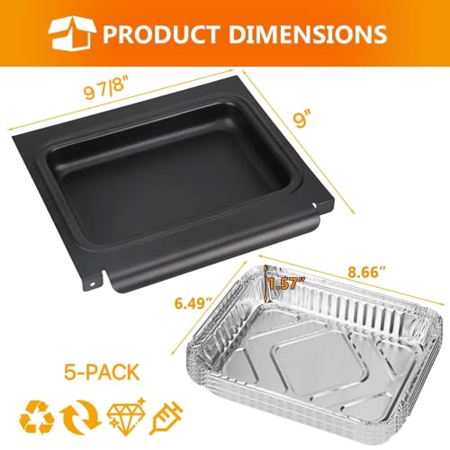 Hisencn 67047 Catch Pan and Aluminum Drip Pans for Weber Spirit I&II 200 and 300, Genesis II LX200/300 Series, Grease Collection Pan for Weber Traveler Grill, Drip Tray for Weber 67047 83156 6415