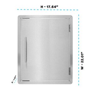 Adir Outdoor Kitchen Grill Access Doors - 17⅞" Stainless Steel Single BBQ Door with Magnetic Lock and Towel Holder, Rust Resistant for Long Life Expectancy