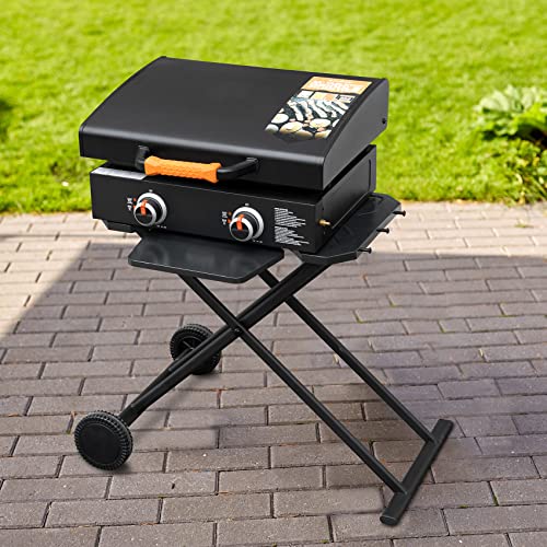 Stanbroil Collapsible Grill Cart for Blackstone 17/22 Inch Griddle, Upgraded Outdoor Griddle Stand with Hooks and Folding Shelf, Comes in One Piece, Stable and Sturdy