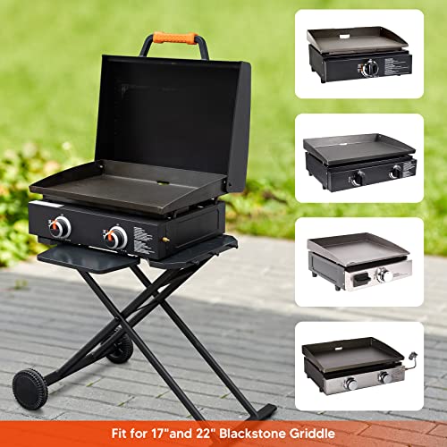 Stanbroil Collapsible Grill Cart for Blackstone 17/22 Inch Griddle, Upgraded Outdoor Griddle Stand with Hooks and Folding Shelf, Comes in One Piece, Stable and Sturdy