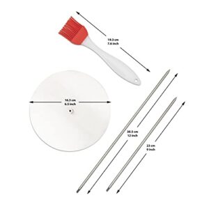 BULIKOR Brazilian Vertical BBQ Grilling Skewer Set - 2 Sizes of Skewers (9" and 12") - For Fish, Meat, Whole Chickens - To Use on Grill, BBQ and Oven - Complete with Basting Brush