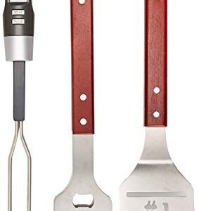 Panoware BBQ Grill Tools Set Gift for Dad, 4 Piece Set, Number 1 Dad Tongs, Spatula, Digital Thermometer and Case