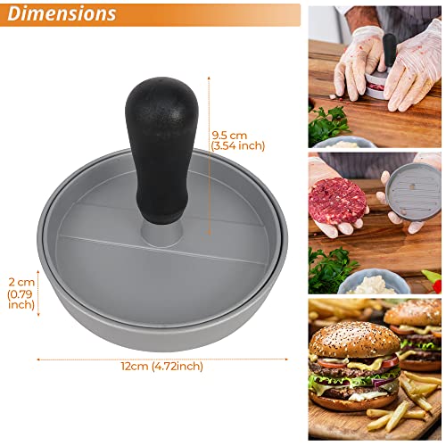 Hamburger Patty Press Non Stick - Surfaces Clean Easily Adjustable Aluminum Mold Flat Round Shaper with 110 Paper Sheets Essential Tool to Make Beef Veggie Burger