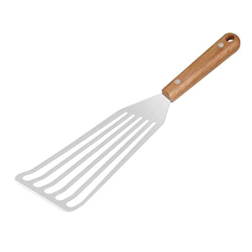 IOCBYHZ Fish Spatula 12.4" Stainless Steel Cooking Utensil, Kitchen Slotted Turner, Fish Turner Spatula, Metal Slotted Spatula with Wood Handle Great for Egg/Meat Turning, Griddles & Grill Accessories