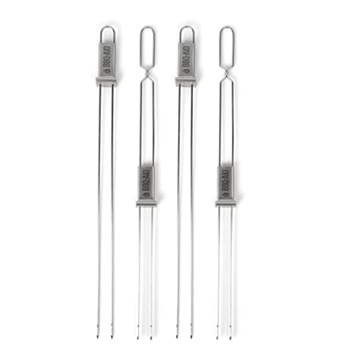 BBQ-AID Premium Barbecue Metal Skewers for Kabobs with Quick Release - Double Pronged, Stainless Steel Metal Skewers for Grilling - Kebab Skewers, Shish Kabob Skewers, Kabob Sticks, Veggies & More