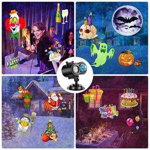 Christmas Projector Lights Outdoor, Holiday Decorations Halloween Led Projector Lights 2-in-1 Moving Patterns and Ocean Wave Ripple Waterproof Snow Light Party Garden