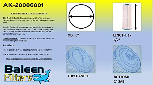 Baleen Filters Pool Filter Replaces Jacuzzi 20086-001, for Jacuzzi Hot Tubs J-480, J-470, and J-465 Models 2006-2009, Model AK-20086001