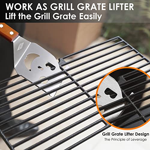 Heavy Duty BBQ Grill Tongs and Spatula for Outdoor Grill, 18 Inch Metal Grill Spatula Comes with an Extra Long Locking Kitch Tongs, Best BBQ Gift for Barbecue Grilling Master