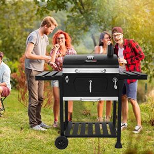 Royal Gourmet CD1824EN 24” Charcoal Grill Outdoor Smoker, Black & KINGSFORD Heavy Duty Deluxe Charcoal Chimney Starter | BBQ Chimney Starter