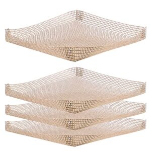 Kamehame Grill Mesh Basket, Pack of 4 Non-Stick Meat Vegetable Grill Tray for Grilling and Baking, Oven Crisper Basket for Crisp up Pizza, Fries, Chips