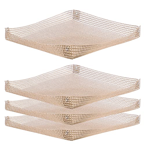 Kamehame Grill Mesh Basket, Pack of 4 Non-Stick Meat Vegetable Grill Tray for Grilling and Baking, Oven Crisper Basket for Crisp up Pizza, Fries, Chips