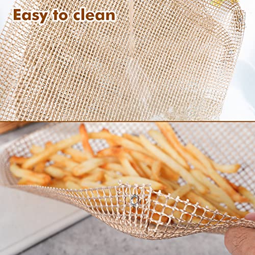 Kamehame Grill Mesh Basket, Pack of 4 Non-Stick Meat Vegetable Grill Tray for Grilling and Baking, Oven Crisper Basket for Crisp up Pizza, Fries, Chips