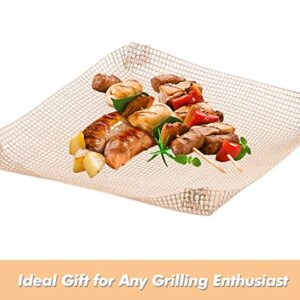 Kamehame Grill Mesh Basket, Pack of 4 Non-Stick Meat Vegetable Grill Tray for Grilling and Baking, Oven Crisper Basket for Crisp up Pizza, Fries, Chips