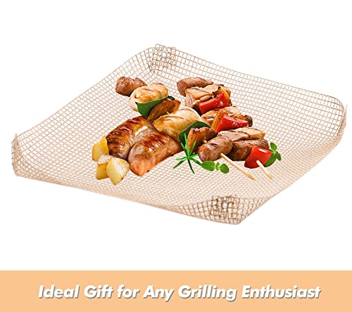 Kamehame Grill Mesh Basket, Pack of 4 Non-Stick Meat Vegetable Grill Tray for Grilling and Baking, Oven Crisper Basket for Crisp up Pizza, Fries, Chips