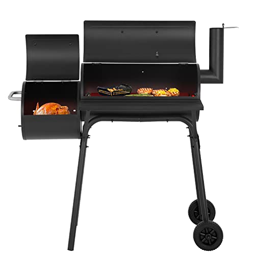 43’’ Charcoal Grills Outdoor BBQ Grill Camping Grill American Braised Roast Portable Grill Offset Smoker for 6-10 People Patio Backyard Camping Picnic BBQ