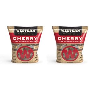 western bbq smoking barbecue pellet wood grill cooking chip chunks, cherry (2-pack)