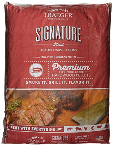 Traeger Grills PEL331 Signature Blend 100% All-Natural Hardwood Pellets(20 lb. Bag) & Grills PEL309 Cherry 100% All-Natural Hardwood Pellets Grill, Smoke, Bake, Roast, Braise and BBQ, 20 lb. Bag