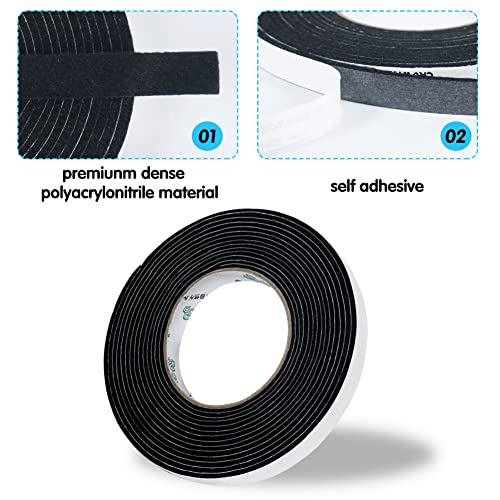 Smoker Gasket, 17 Feet High Temp BBQ Smoker Gasket Seal Self Stick Grill Tape 1/2 inch Wide 1/8 inch Thick (Black)