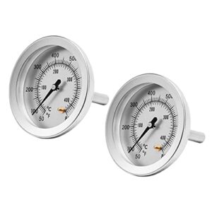 skyflame 2pcs bbq temperature gauge, 2 inch large dial, heat indicator temp gauges grill thermometer replacement for indoor/outside pizza oven kit