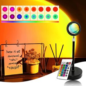 sunset lamp – 16 colors changing remote projector led lights – 360 degree rotation or christmas decorations photography/bedroom/home decor sunset lamps – sunlight projector – sunset projection lamp