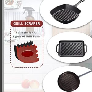 Grill Pan Scrapers Set, FULUWT 4 Pack Sturdy Polycarbonate Plastic Grill Pan Scraper for Cast Iron Skillet, Grill Pans, Frying Pans, Wok, Cookware.