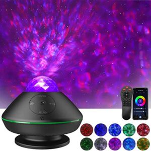 Star Projector with LED Ocean Wave, Klearlook Maximized Clarity Galaxy Light Projector with Remote Control, WiFi Smart App, Bluetooth Music Speaker Night Light Projector for Bedroom Ceiling