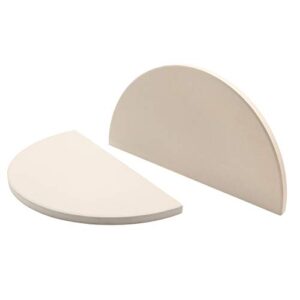 bbq future half-moon ceramic heat deflector plates for kamado joe classic i, ii, iii，2-pack, white