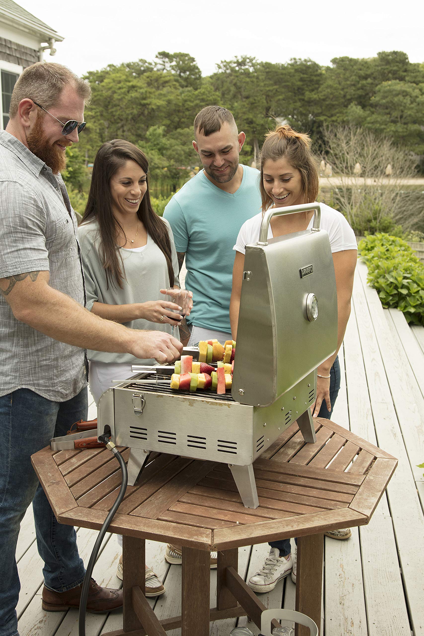 Cuisinart CGG-306 Chef's Style Portable Propane Tabletop 20,000, Professional Gas Grill, Two 10,000 BTU Burners, Stainless Steel