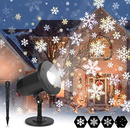 Dr. Prepare Christmas Snowflake Projector Lights, Outdoor Snowfall LED Lights, Holiday Projector with Dynamic Snowflake, IP65 Waterproof Decorative Lights for Christmas Xmas Holiday Birthday Party