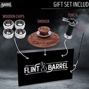 Flint & Barrel Cocktail Smoker Kit with Torch and Wood Chips, 4 Flavors - Old Fashioned Smoker Kit, Bourbon & Whiskey Drink Smoker Infuser Kit - Whiskey Gifts for Men, Dad, Husband (No Butane)