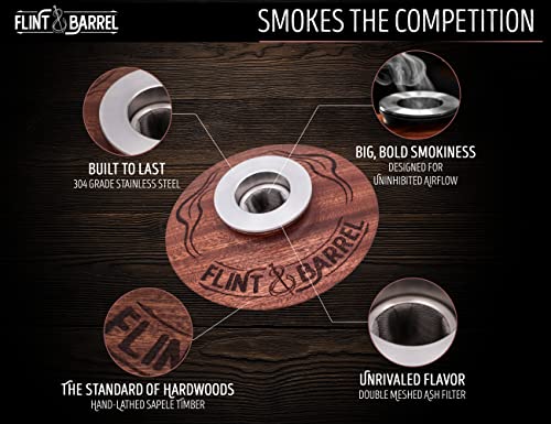 Flint & Barrel Cocktail Smoker Kit with Torch and Wood Chips, 4 Flavors - Old Fashioned Smoker Kit, Bourbon & Whiskey Drink Smoker Infuser Kit - Whiskey Gifts for Men, Dad, Husband (No Butane)