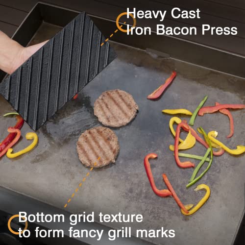 SHINESTAR Cast Iron Griddle Press with 12-Inch Melting Dome for Blackstone, Perfect for Bacon, Burger, Panini