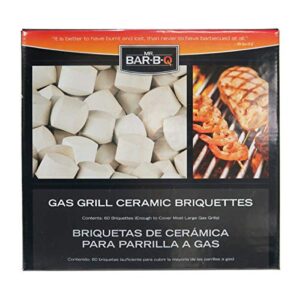 mr. bar-b-q 06000y ceramic gas grill self cleaning briquettes, replacement for lava rocks, cleaner cooking, gas grill briquettes for bbq grill, emw8015680, 60 count