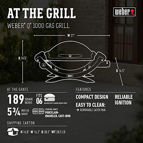 Weber Q1000 Liquid Propane Grill, Titanium