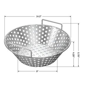 Skyflame 14 Inch Stainless Steel Charcoal Basket Accessories Compatible with Kamado Joe Classic | Large Big Green Egg | Pit Boss | Louisiana Grills & Other Grills - New Version of Hollow Holes Design